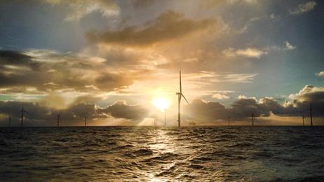 offshore wind farm sunset